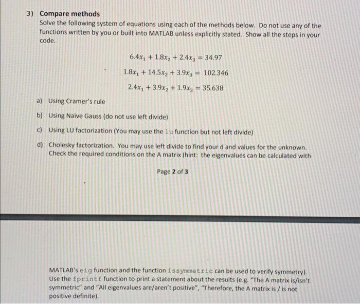 Solved This is from a numerican methods class using matlab | Chegg.com