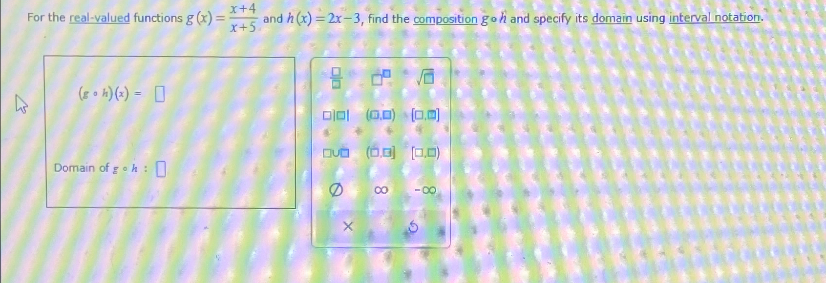 Solved For the real-valued functions g(x)=x+4x+5 ﻿and | Chegg.com