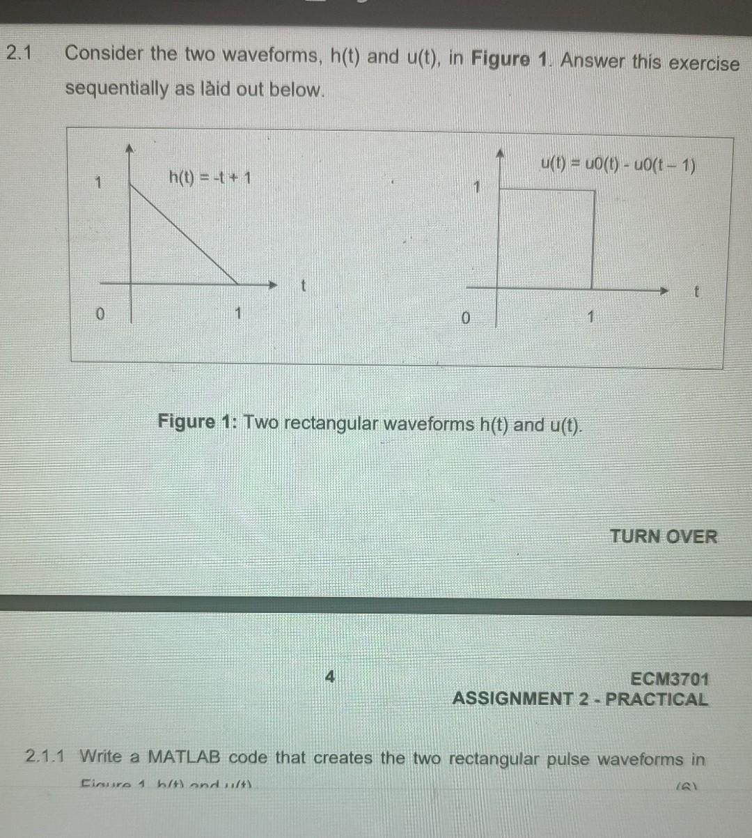 1 Consider the two waveforms, h(t) and u(t), in | Chegg.com