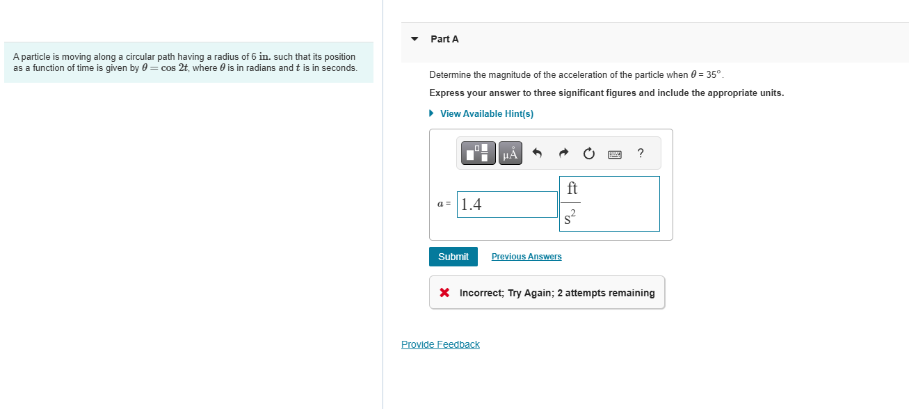 Solved A particle is moving along a circular path having a | Chegg.com