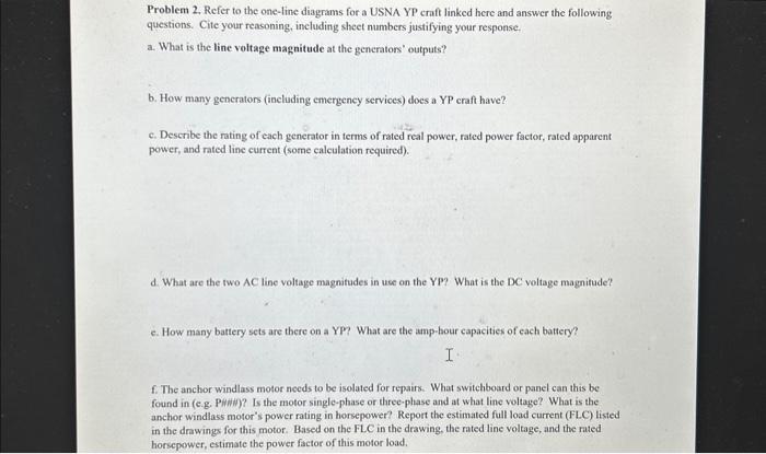 Problem 2. Refer to the one-line diagrams for a USNA | Chegg.com