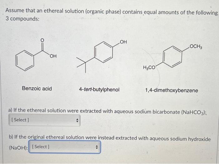 Solved Assume that an ethereal solution (organic phase) | Chegg.com