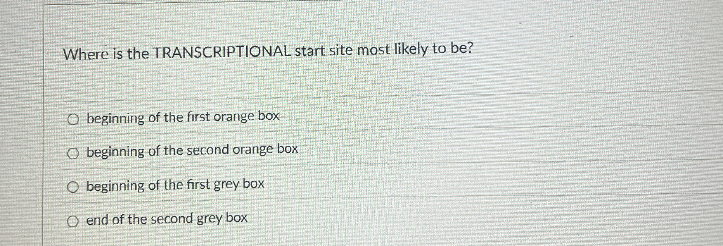 Solved Where is the TRANSCRIPTIONAL start site most likely | Chegg.com
