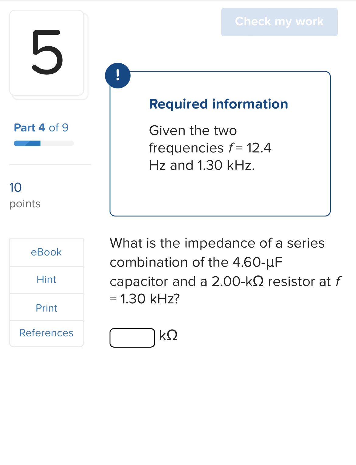 Solved !Required informationPart 4 ﻿of 910pointseBookGiven | Chegg.com
