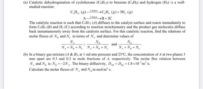 Solved (a) Catalytic dehydrogenation of cyclohexane (C6H12) | Chegg.com