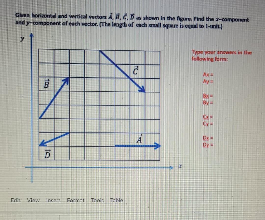 Solved Given horizontal and vertical vectors A, B, C, D as | Chegg.com