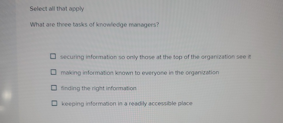 Solved Select all that applyWhat are three tasks of | Chegg.com