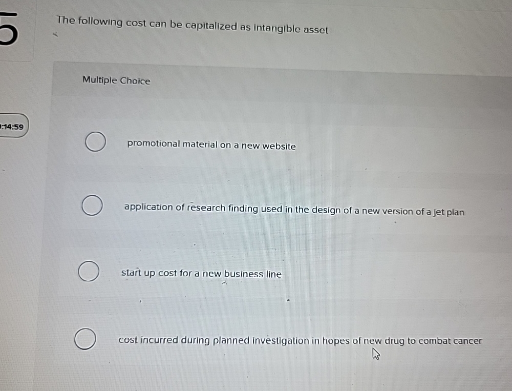 Solved The following cost can be capitalized as intangible | Chegg.com