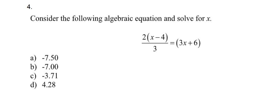 Solved Consider the following algebraic equation and solve | Chegg.com