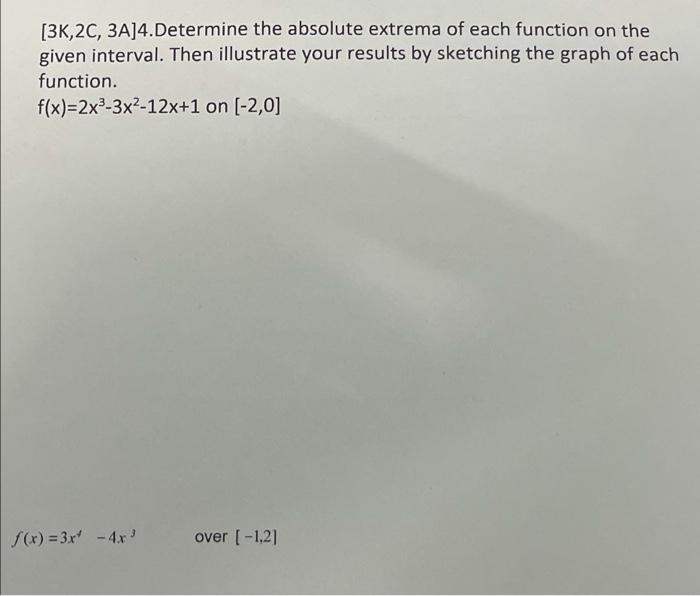 Solved [3K, 2C, 3A]4.Determine the absolute extrema of each | Chegg.com