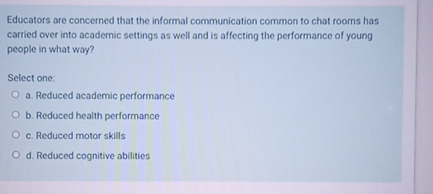 Solved Educators are concerned that the informal | Chegg.com