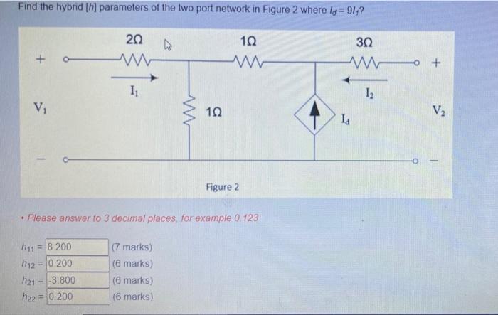 Solved Find the hybrid [h] parameters of the two port | Chegg.com