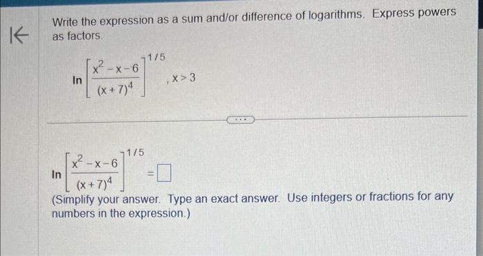 Solved Write the expression as a sum and/or difference of | Chegg.com