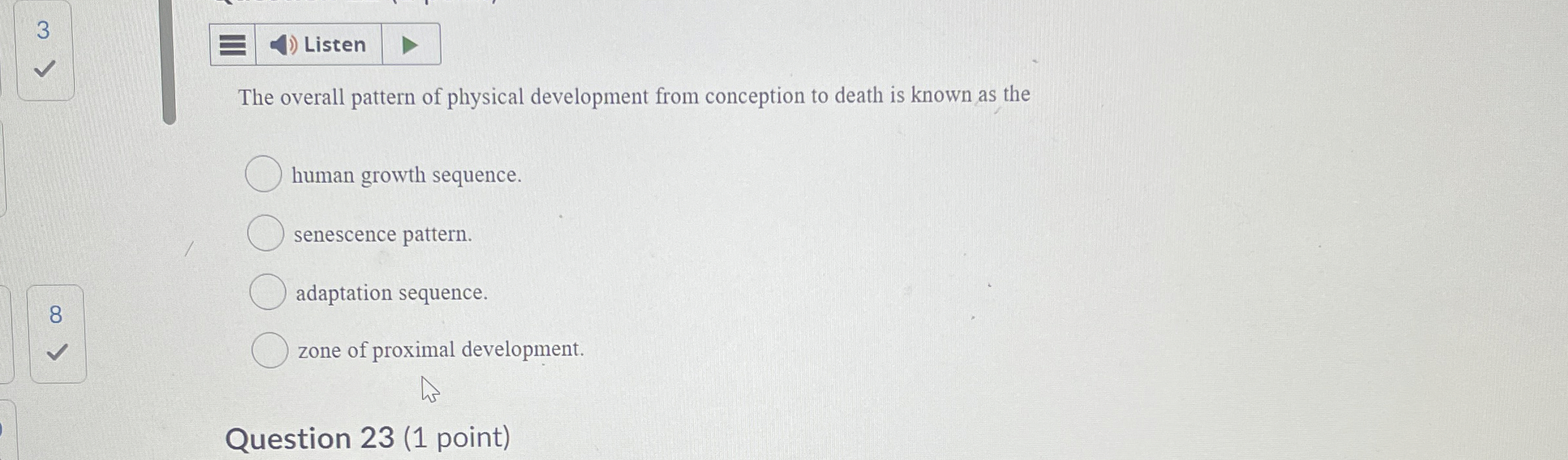 Solved The overall pattern of physical development from | Chegg.com