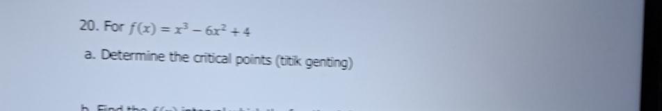 Solved For f(x)=x3-6x2+4a. ﻿Determine the critical points | Chegg.com