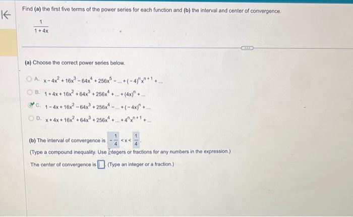 Solved Find (a) the first five terms of the power series for | Chegg.com