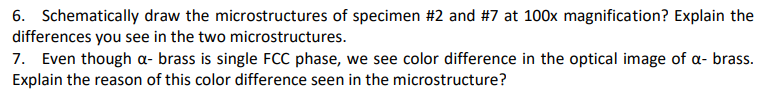 Solved Schematically draw the microstructures of specimen #2 | Chegg.com