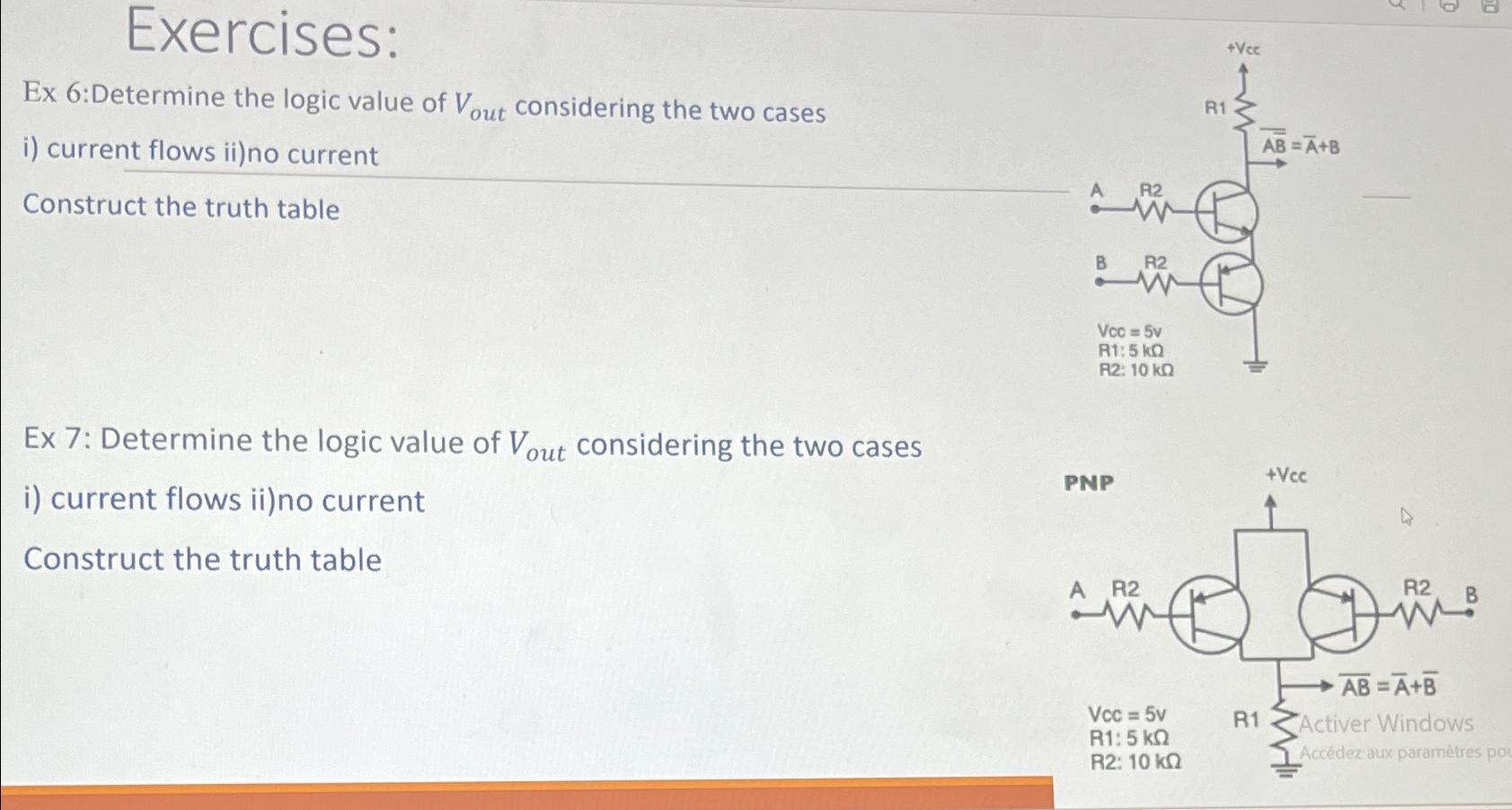 Solved Exercises:Ex 6:Determine the logic value of Vout | Chegg.com