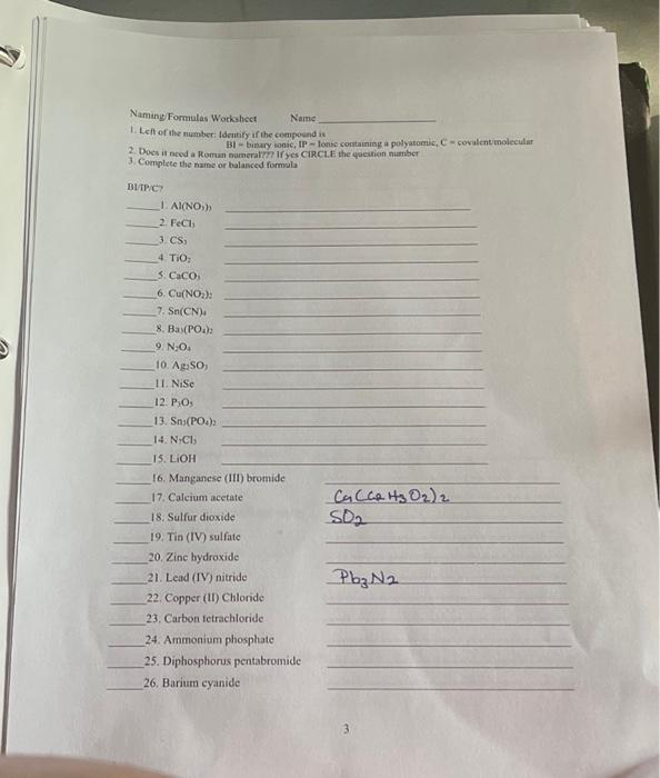 Solved Naming/Formulas Worksheet Name 1. Left of the number: | Chegg.com