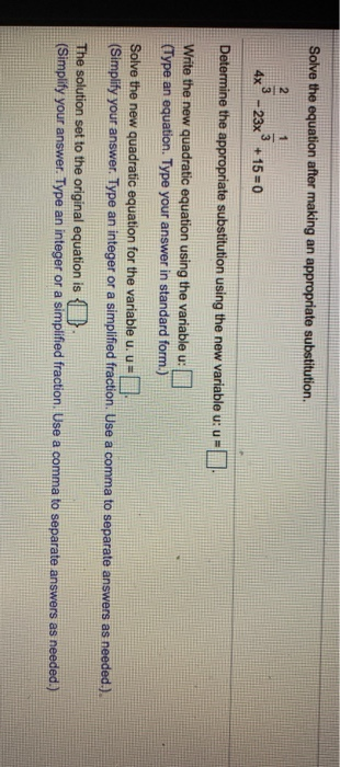 Solved Solve the equation after making an appropriate | Chegg.com