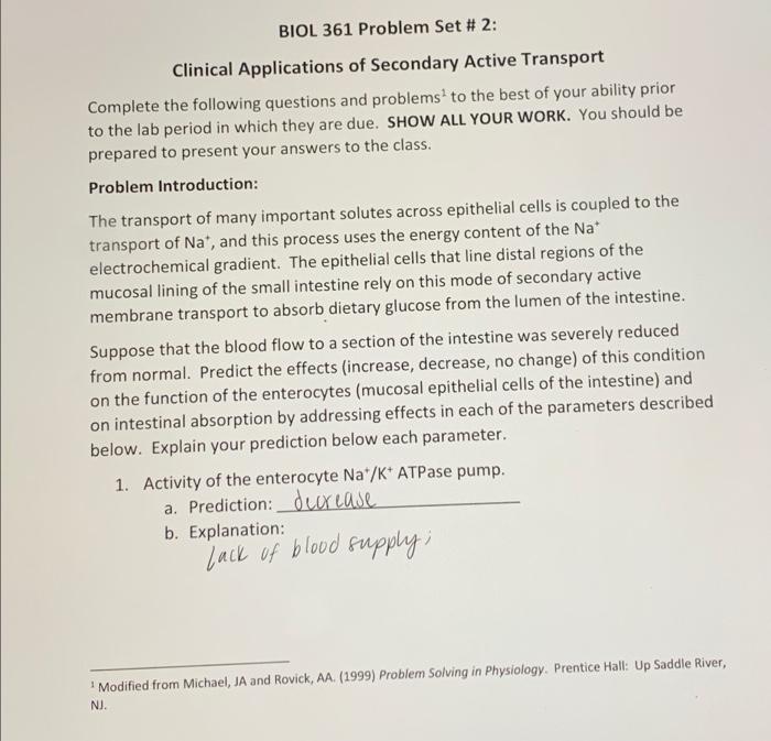 Solved BIOL 361 Problem Set #2: Clinical Applications of | Chegg.com
