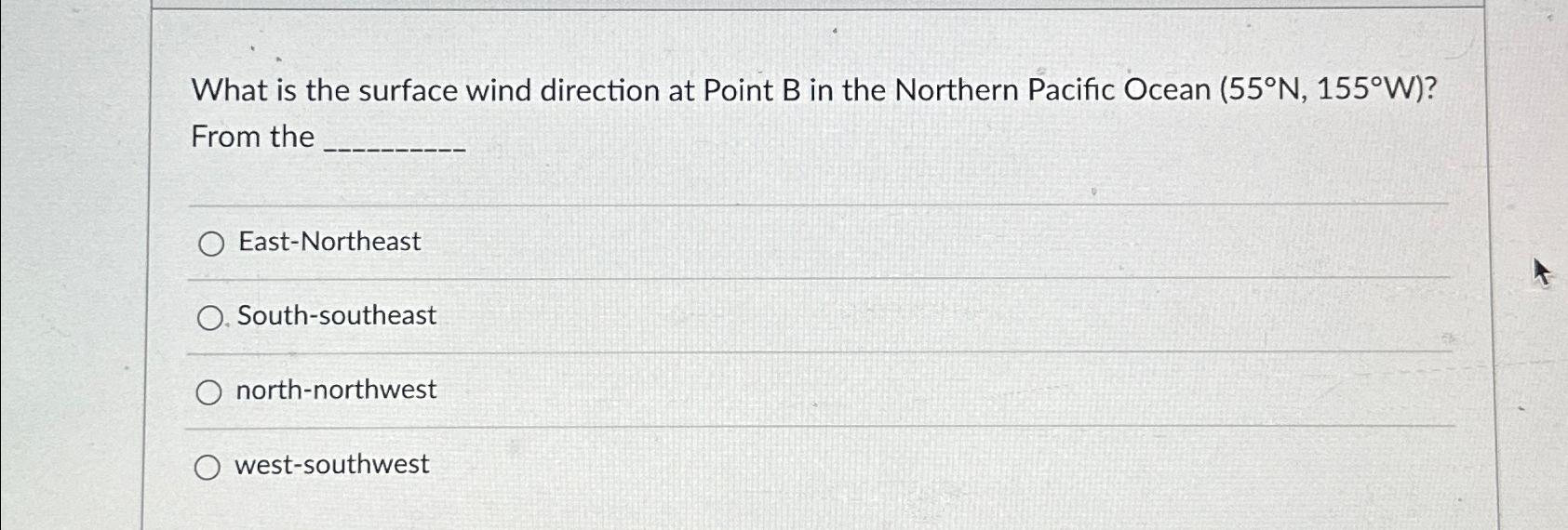 Solved What is the surface wind direction at Point B in the | Chegg.com