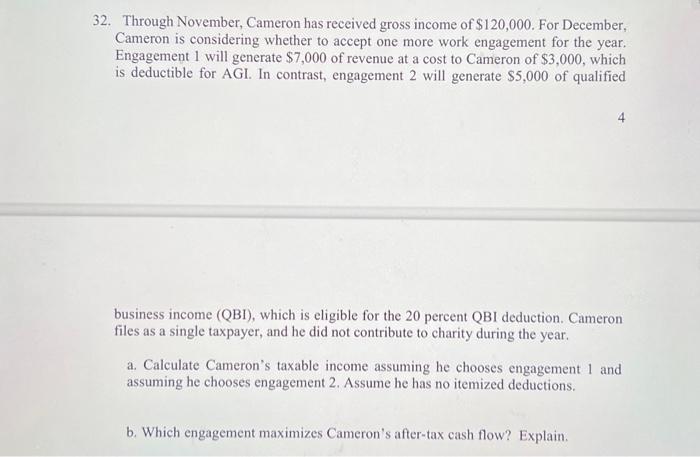 Solved 2. Through November, Cameron has received gross | Chegg.com