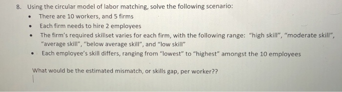 Solved 8. Using the circular model of labor matching, solve | Chegg.com