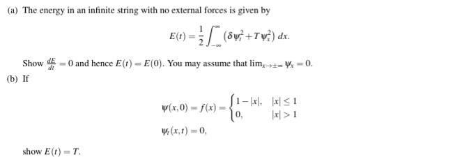 Solved (a) The energy in an infinite string with no external | Chegg.com