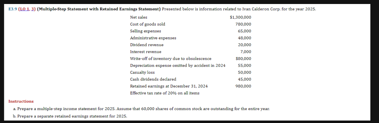 Solved E3.9 (L0 1, 3) (Multiple-Step Statement with Retained | Chegg.com