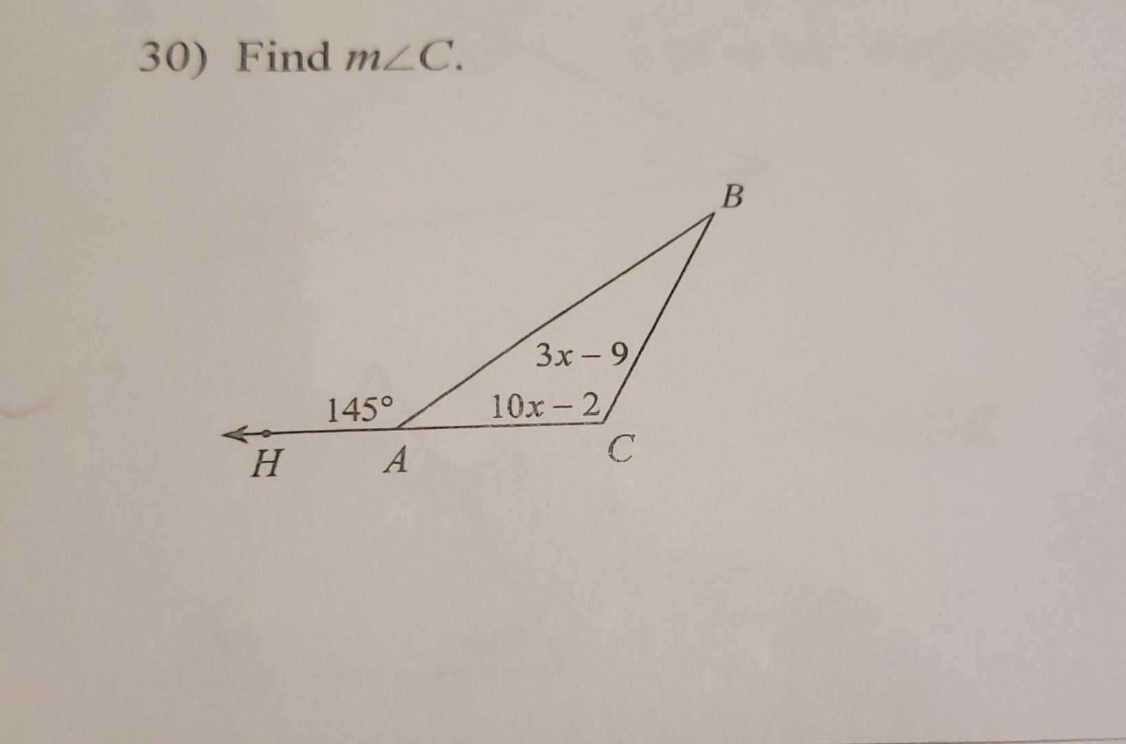 Solved 30) Find m∠C. | Chegg.com