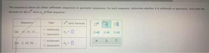 Solved The sequences below are either arithmetic sequences | Chegg.com
