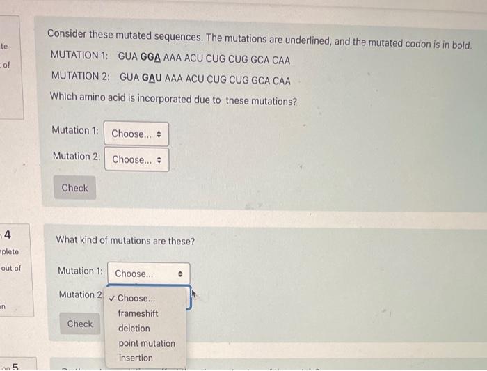 Solved Consider these mutated sequences. The mutations are | Chegg.com