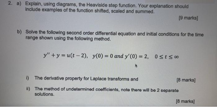 Solved 2. a) Explain, using diagrams, the Heaviside step | Chegg.com