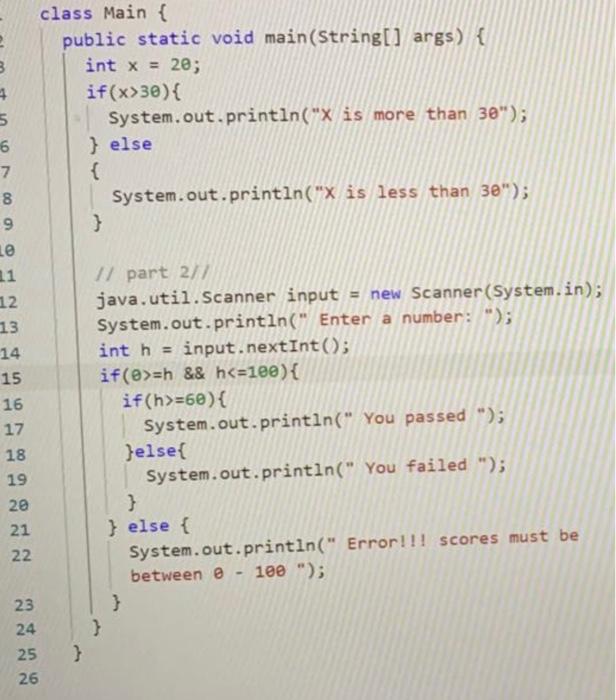 Solved 3 5 6 7 8 9 LO 11 class Main { public static void | Chegg.com