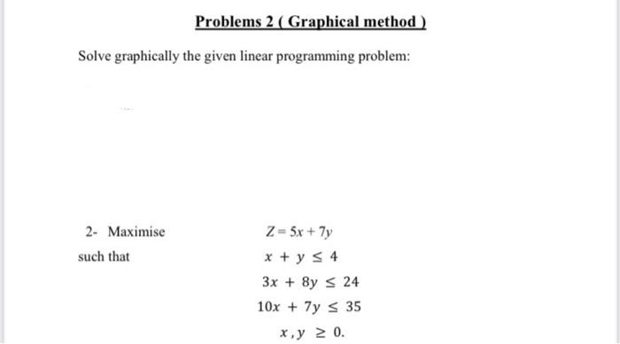 Solved Problems 2 ( Graphical method Solve graphically the | Chegg.com