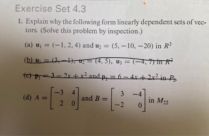Solved Exercise Set 4.3 1. Explain why the following form | Chegg.com