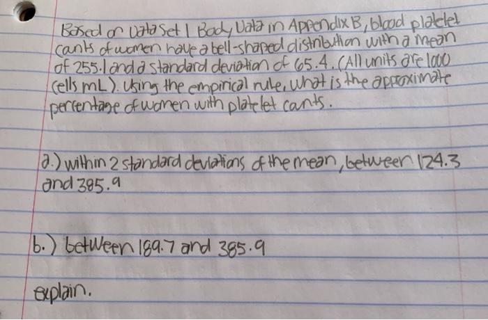 Solved Based on vata Set I Body Vala in Appendix B, blood | Chegg.com