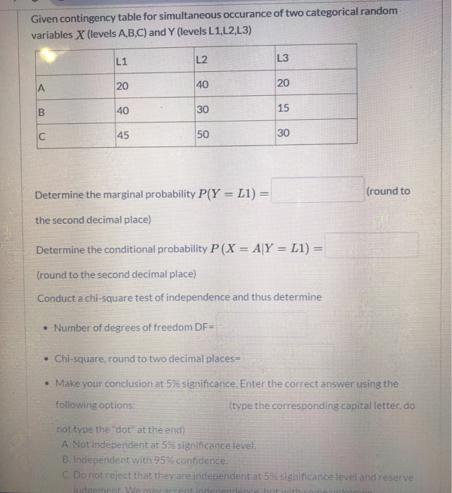 Solved Given contingency table for simultaneous occurance of | Chegg.com
