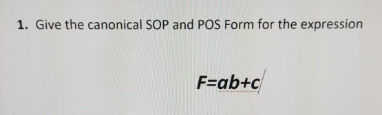 Solved 1. Give the canonical SOP and POS Form for the | Chegg.com