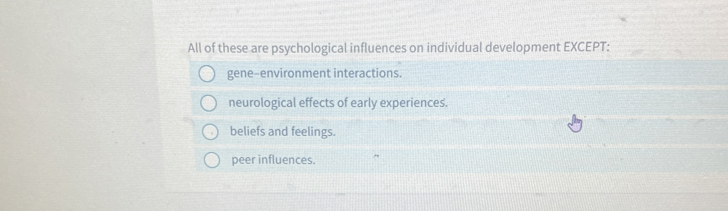 Solved All of these are psychological influences on | Chegg.com
