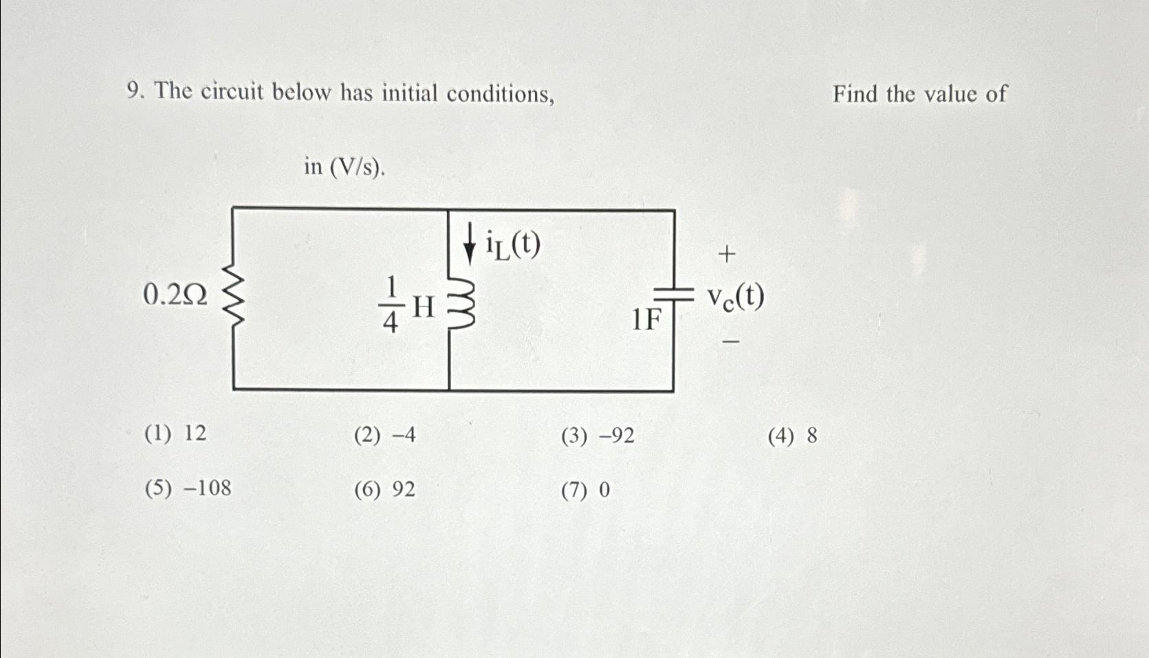 The circuit below has initial conditions,Find the | Chegg.com