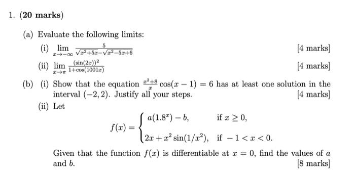 Solved (a) Evaluate the following limits: (i) | Chegg.com