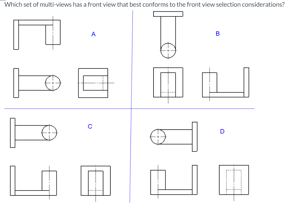Solved Which set of multi-views has a front view that best | Chegg.com