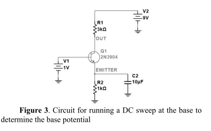 Solved Figure 3. Circuit for running a DC sweep at the base | Chegg.com