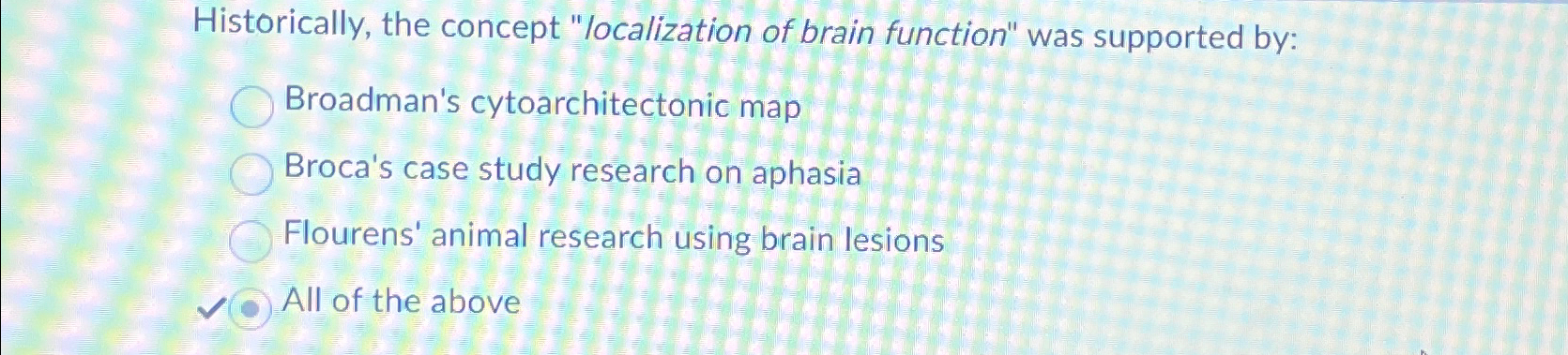 Solved Historically, the concept "localization of brain | Chegg.com