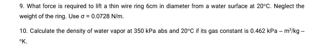 Solved 9. What force is required to lift a thin wire ring | Chegg.com