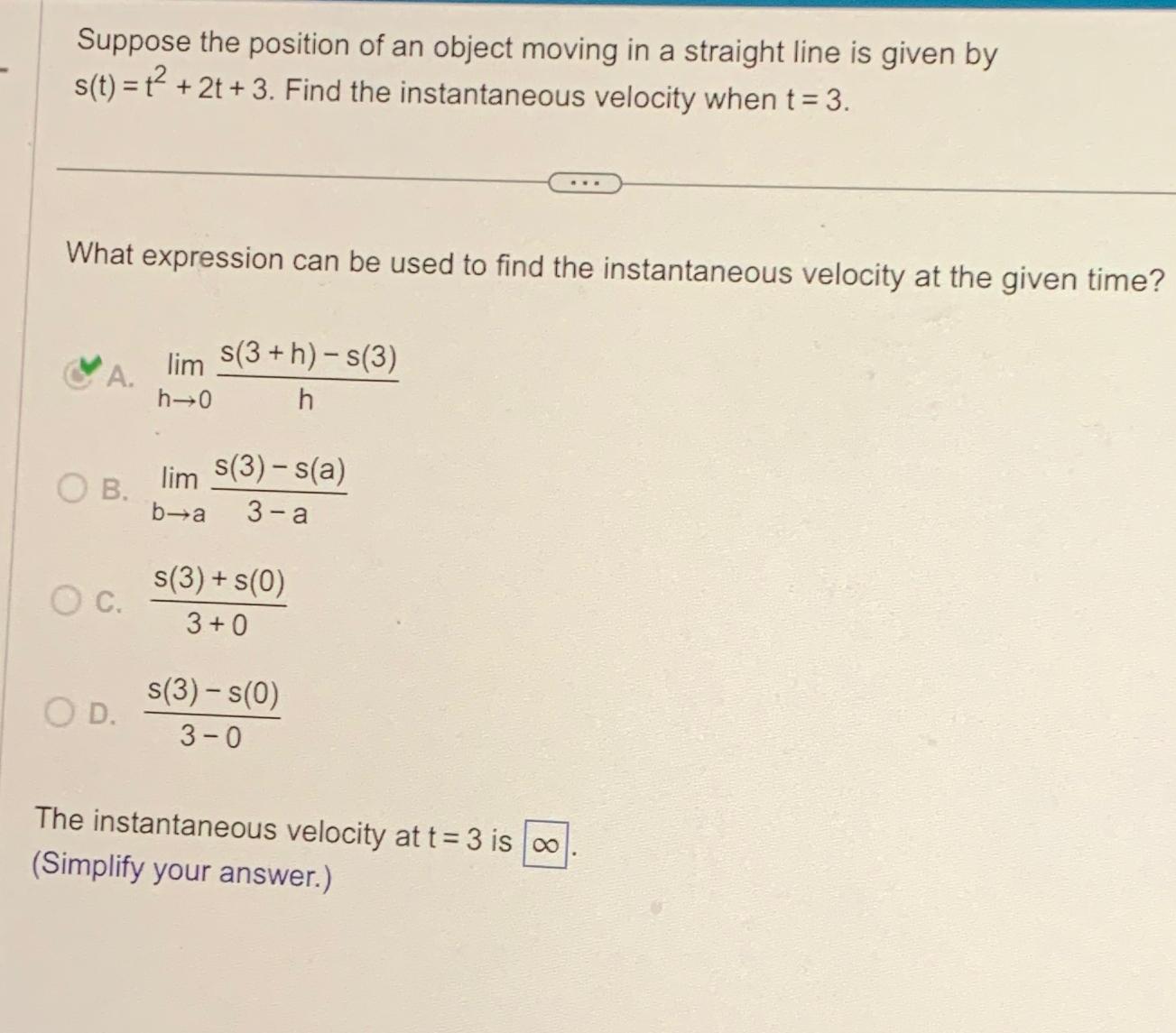 Solved Suppose the position of an object moving in a | Chegg.com