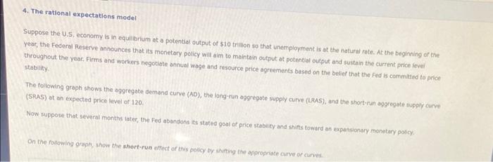 Solved 4. The rational expectations model Suppose the U.S. | Chegg.com