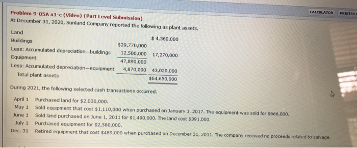 Solved CALCULATOR PRINTER Problem 9-05A al-c (Video) (Part | Chegg.com